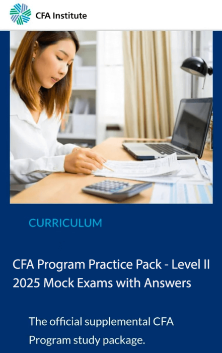 2025 CFA Practice Pack Level 2 Mock Exams with Answers - CFA Materials