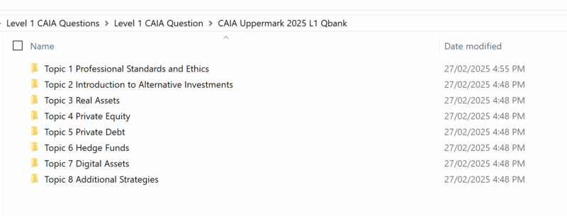 CAIA 2025 Uppermark Qbank Level 1 - CFA Materials
