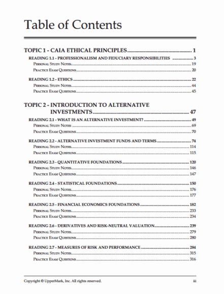 CAIA 2026 UpperMark Handbook Level 1 with Formula Sheet - CFA Materials